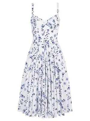 EMILIA WICKSTEAD Elita Dress In Scattered Daisies On White Cotton - Blue