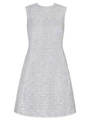 EMILIA WICKSTEAD Metallic Seersucker Shift Dress - Silver