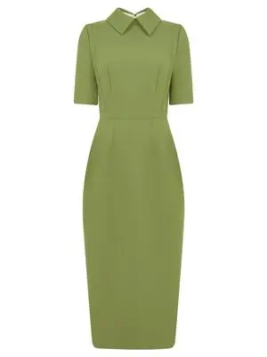 EMILIA WICKSTEAD Valletta Wool Crepe Dress - Olive