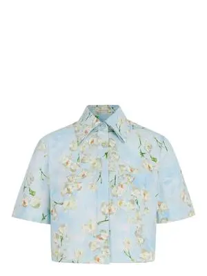 EMILIA WICKSTEAD Emilia Wickstead Cropped Floral Print Cotton Poplin Shirt