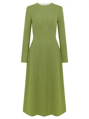 EMILIA WICKSTEAD Collinson Dress In Wool Crepe - Olive