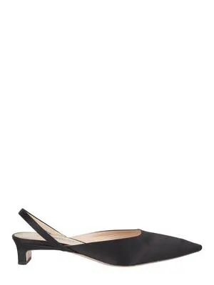 EMILIA WICKSTEAD Kaori Slingback Kitten Heel In Satin - Black