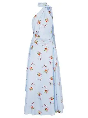 EMILIA WICKSTEAD Silk Twill Floral Print Maxi Dress - Blue