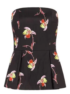 EMILIA WICKSTEAD Jadiel Printed Strapless Peplum Top - Black