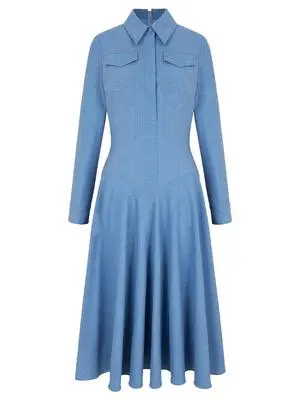 EMILIA WICKSTEAD Aspyn Dress In Melange Summer Wool - Blue