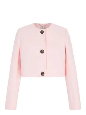 EMILIA WICKSTEAD Lizette Cropped Jacket In Light Pink Wool Crepe