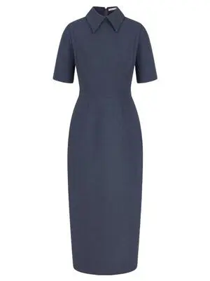 EMILIA WICKSTEAD Valletta Midi Dress In Summer Wool Charcoal