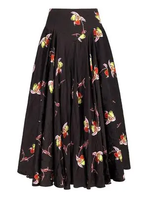 EMILIA WICKSTEAD Nera Printed Satin Maxi Skirt - Black