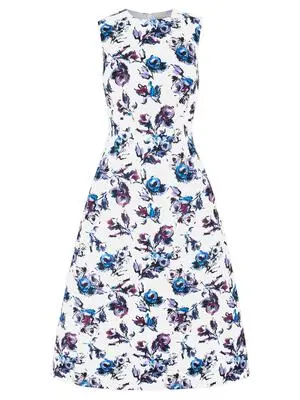 EMILIA WICKSTEAD Floral Print Genzianella Sateen Rumi Dress - Blue