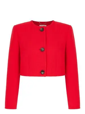 EMILIA WICKSTEAD Lizette Cropped Jacket In Wool Crepe - Red