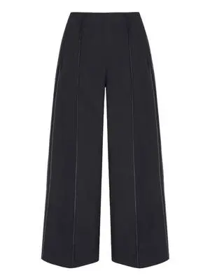 EMILIA WICKSTEAD Tailored Straight Leg Cropped Trousers - Black
