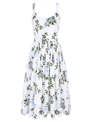 EMILIA WICKSTEAD Eglantine Dress With Lilac Lilies & Cherry Print - White