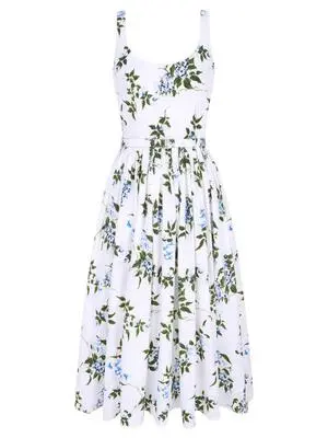 EMILIA WICKSTEAD Emilia Wickstead Eglantine Dress With Lilac Lilies & Cherry Print White