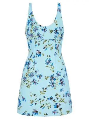 EMILIA WICKSTEAD Floral Print Taffeta Faille Dress - Blue