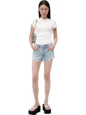 Alexander Wang Crystal Hotfix Logo Pocket Relaxed Short - Light Bleach