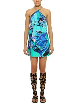 Emilio Pucci Iride Print Silk Halterneck Top - Blue