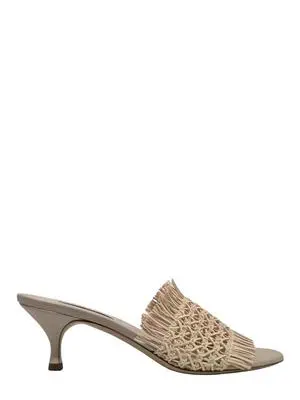 Casadei Fringe Detail Heeled Sandals - Neutrals