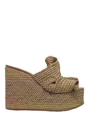 Casadei Woven Wedge Heeled Sandals - Neutrals