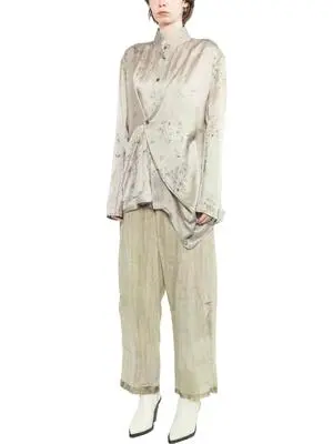 CHIAHUNG SU CHIAHUNG SU Hand-Printed Mandarin Collar Shirt