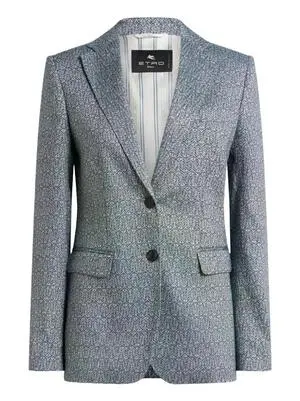 Etro Single-breasted Jacquard Jacket - Blue