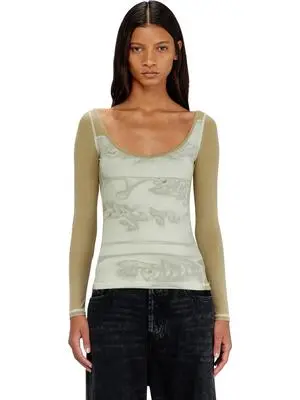 DIESEL® Slim Fit Long Sleeve Top With Digital Print - Multicolor