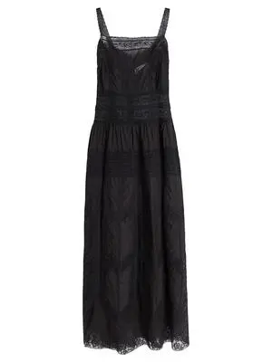 Zimmermann Lace Paneled Cotton Midi Dress - Black