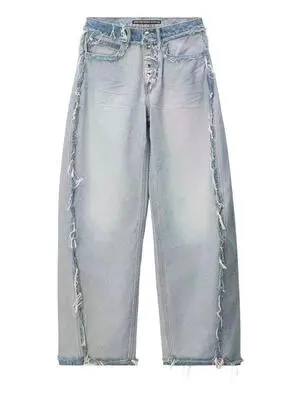 Alexander Wang Bleach Acid Wash Frayed Edge Wide-leg Jeans - Blue