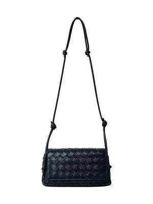 Bottega Veneta BOTTEGA VENETA Notturno Intrecciato Leather Crossbody Bag Black
