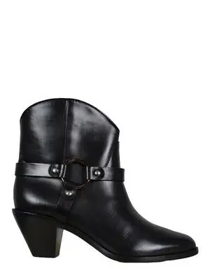 FRANCESCO RUSSO Leather Buckled Ankle Boots - Black