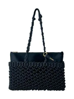 JIL SANDER Woven Tote Bag With Braided Handle - Black