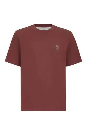 Brunello Cucinelli Cotton Jersey Crew-neck T-shirt With Logo - Red
