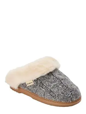 DEARFOAMS Nicki Knit Scuff Cable Knit Slippers - Grey
