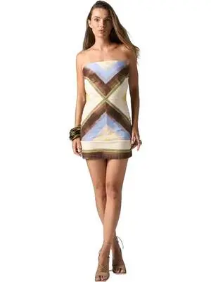 JBQ Sofia Strapless Mini Dress - Blue Multi