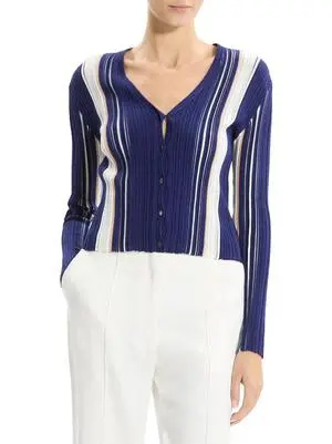 Theory Berk Rib Cardigan - Navy Multi