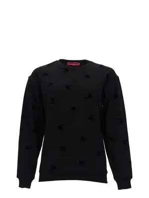 Alexander McQueen All-over Swallow Print Cotton Sweatshirt - Black
