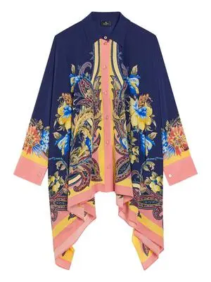 Etro Asymmetric Paisley And Floral Print Silk Shirt - Multicoloured
