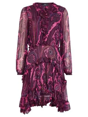 Etro Paisley Print Silk Chiffon Mini Dress - Multicoloured