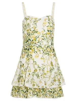Alice + Olivia Meredith Floral-embroidered Cotton Mini Dress - Multicoloured