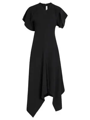 Victoria Beckham Asymmetric Draped Midi Dress - Black