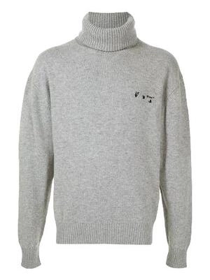 Off-White Embroidered Logo Turtleneck Sweater - Grey