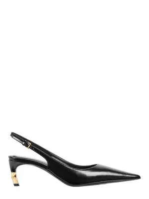 Gucci Castello Slingback Leather Mid Heel - Black