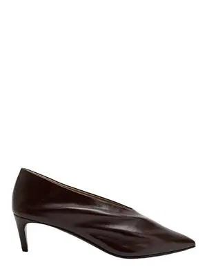 Khaite Khaite Miriam Draped Leather Pumps Brown