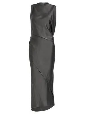 Victoria Beckham Draped Satin-crepe Midi Dress - Brown