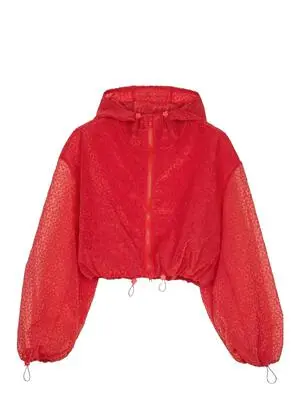 Cecilie Bahnsen Embroidered Drawstring Cropped Jacket - Red