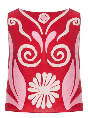 CALA DE LA CRUZ Cala De La Cruz Sleeveless Linen Top