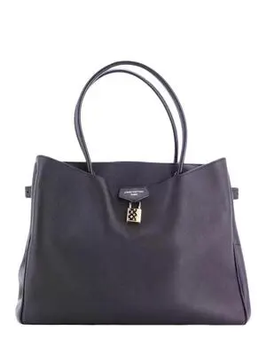 LOUIS VUITTON Monogram Calfskin Mm Tote Bag - Black