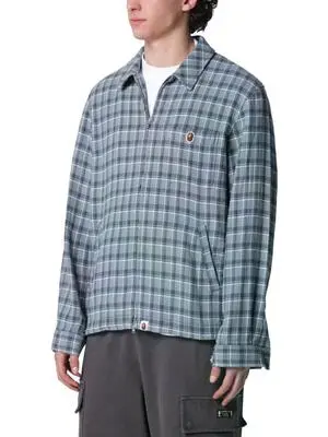 A BATHING APE Check Zip-up Shirt - Blue
