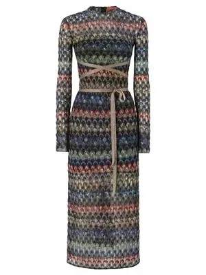 Missoni Zigzag Knit Backless Dress - Blue