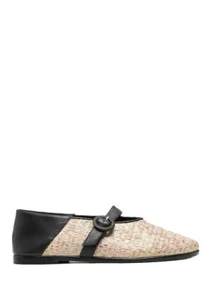 AMMB MILANO Woven Buckle Ballet Flats - Neutrals