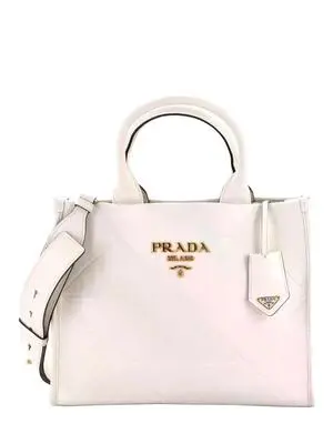 PRADA Prada Small Embossed Leather Shopper Tote Bag